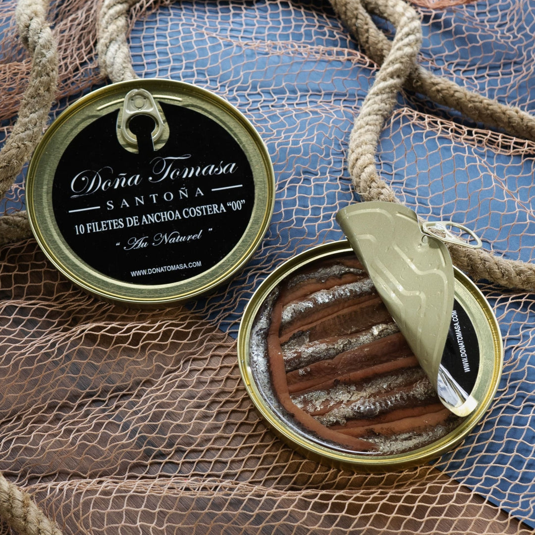 Anchoas "00" au Naturel (10 filetes muy grandes) 100g - Doña Tomasa